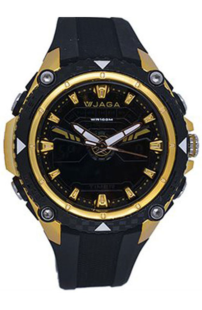 JAGA Anadigi Black Rubber Chronograph AD1040 - E-oro.gr JAGA WATCHES
