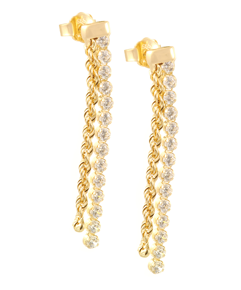 Diamond Gold Chain Dangle Earrings