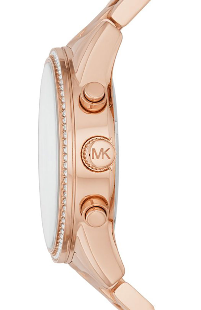 MICHAEL KORS Ritz Crystals Rose Gold Stainless Steel Chronograph MK6357 ...