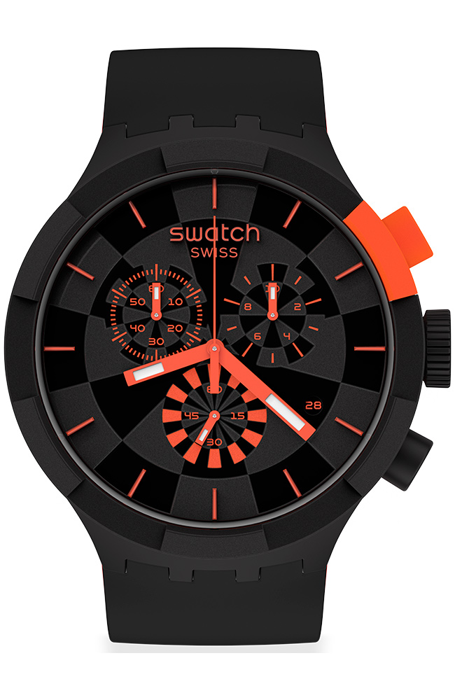 SWATCH Checkpoint Red Black Rubber Chronograph SB02B402 - E-oro.gr ...