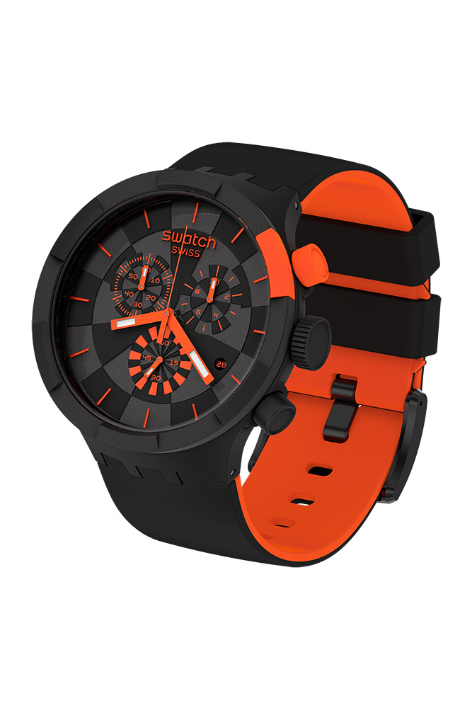 SWATCH Checkpoint Red Black Rubber Chronograph SB02B402 - E-oro.gr ...