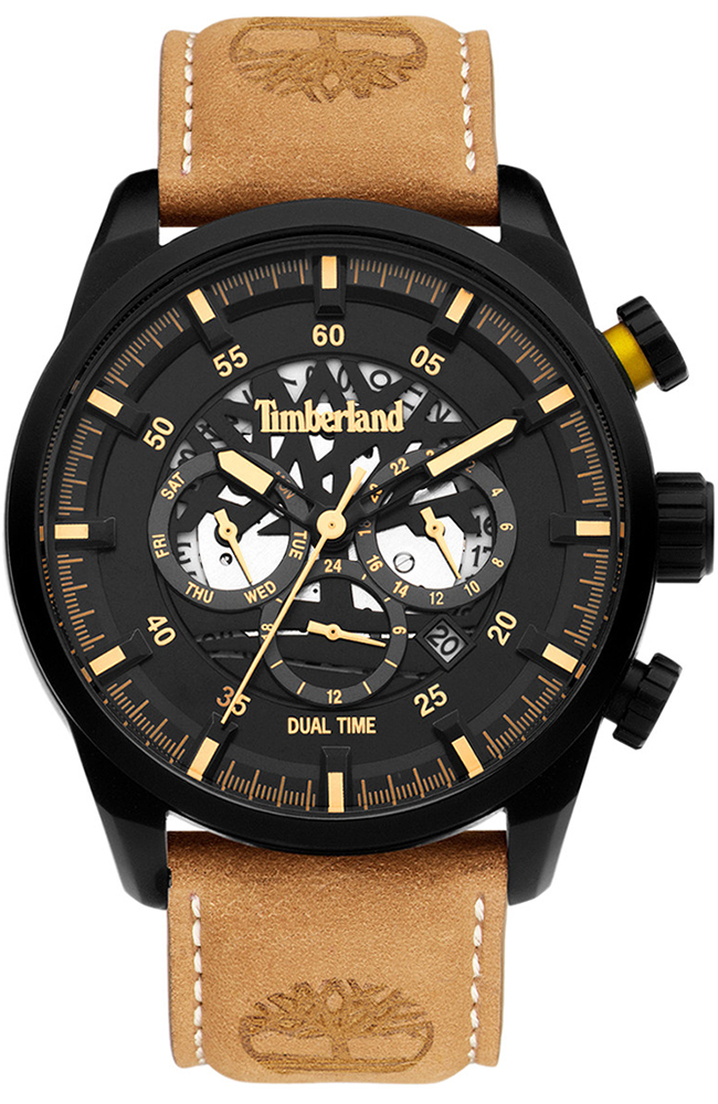 Men's Watch TIMBERLAND Henniker III Brown Leather Strap TDWGF2100602 ...