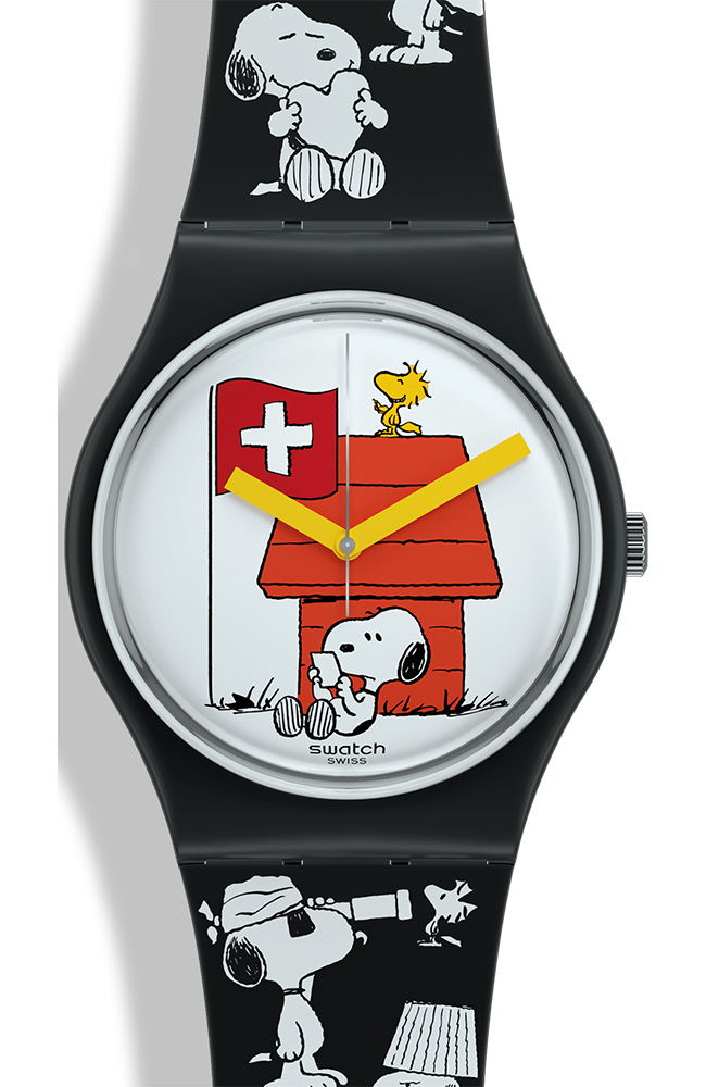 Unisex Watch SWATCH X Peanuts Grande Bracchetto Snoopy Black Rubber ...