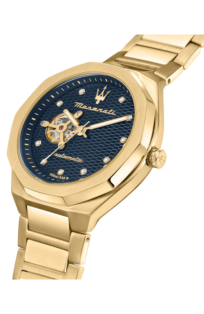 Men's Watch MASERATI Stile Crystals Automatic Gold Stainless Steel ...
