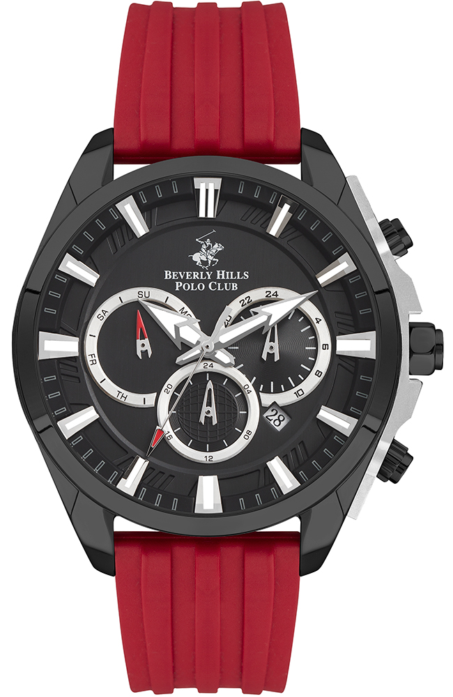 BEVERLY HILLS POLO CLUB Red Rubber Strap BP3267X-658 - E-oro.gr BEVERLY ...
