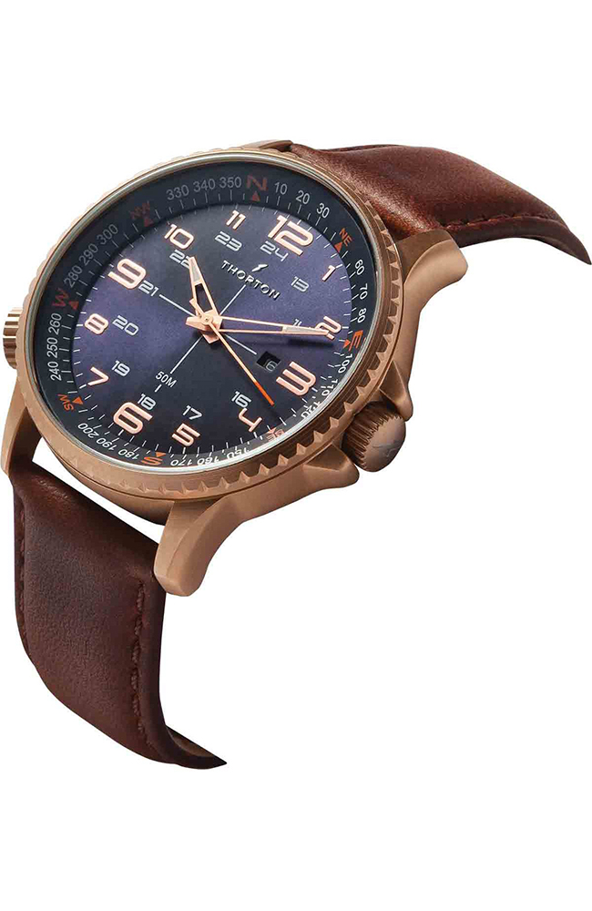 THORTON Kalf Brown Leather Strap 9202151 - E-oro.gr THORTON ΑΝΔΡΙΚΑ ΡΟΛΟΓΙΑ