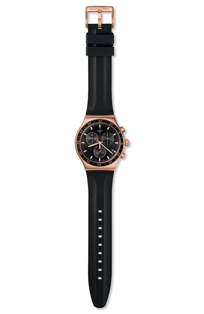 SWATCH Stain Sheen Black Rubber Chronograph YVG410 - E-oro.gr SWATCH ...