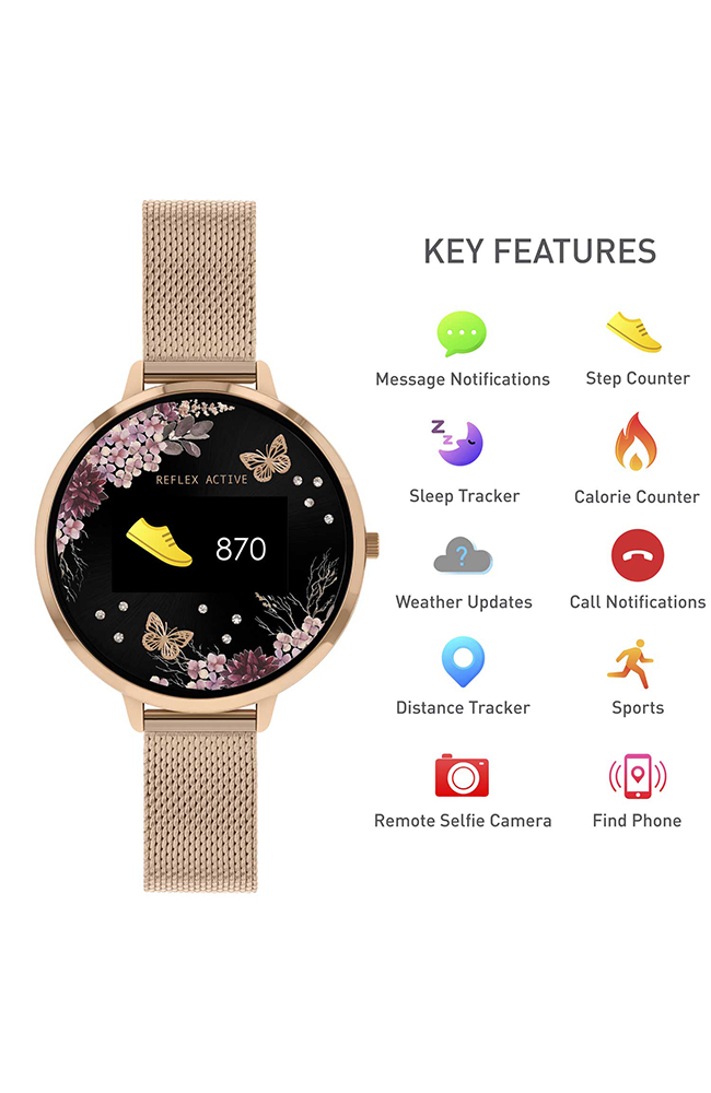 Men's Watch REFLEX Digital Smartwatch Rose Gold Stainless Steel ...