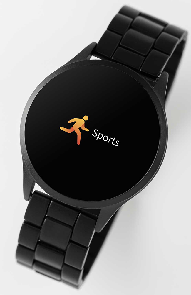 Men's Watch REFLEX Digital Smartwatch Black Stainless Steel Bracelet ...