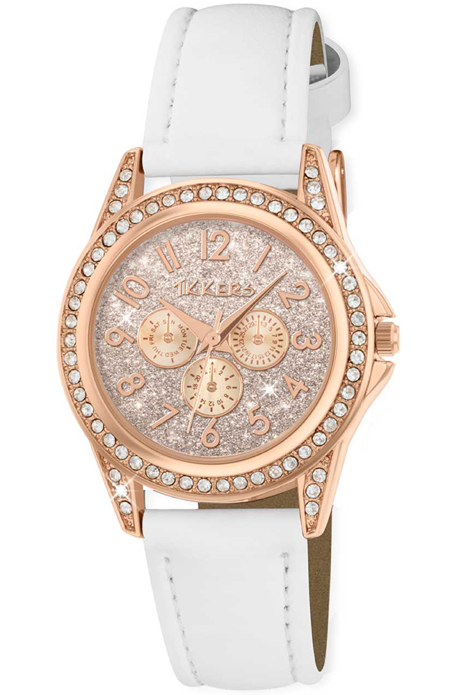 Kid's Watch TIKKERS Crystals White Leather Strap TK0129 - E-oro.gr ...