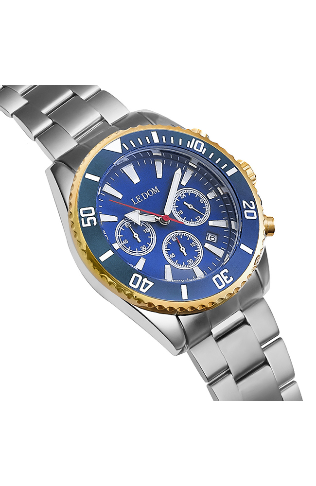 Men's Watch LE DOM Collection Silver Stainless Steel Chronograph LD ...