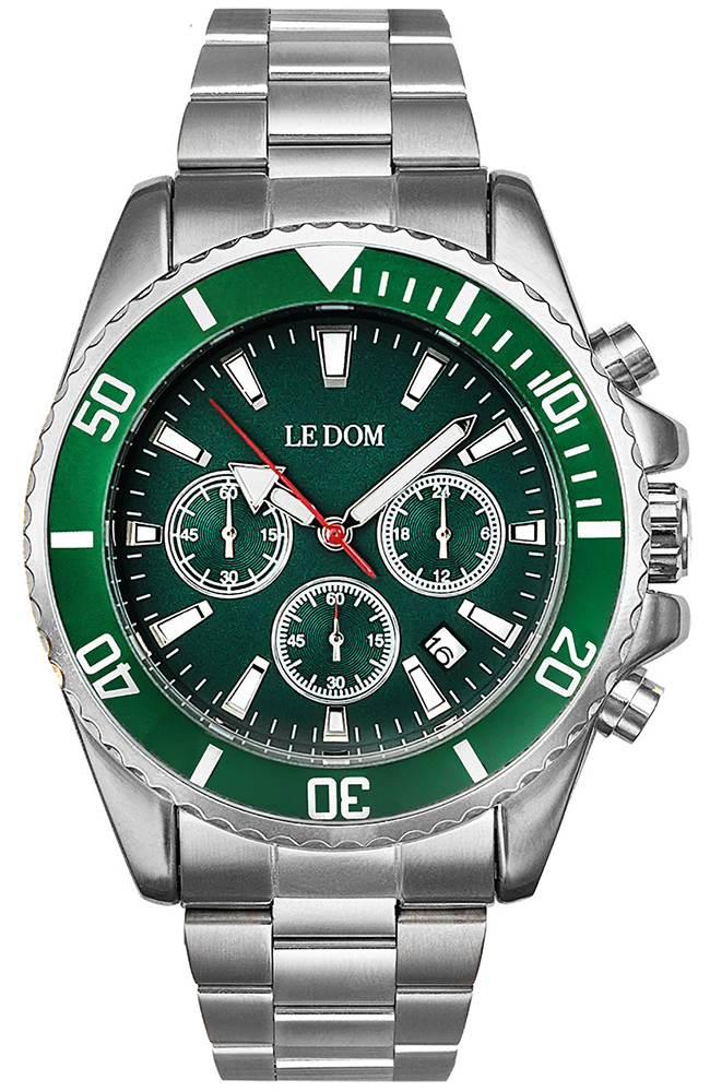 Men's Watch LE DOM Collection Silver Stainless Steel Chronograph LD ...