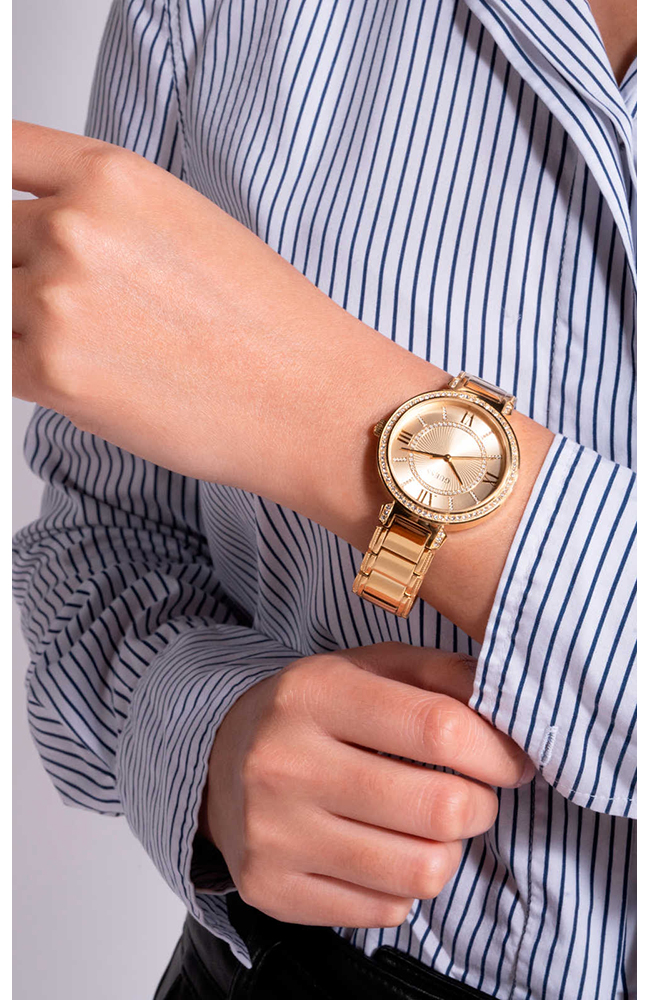 Ladies Watch GUESS Montage BoxSet Crystals Gold Stainless Steel ...