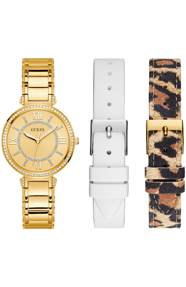 Ladies Watch GUESS Montage BoxSet Crystals Gold Stainless Steel ...