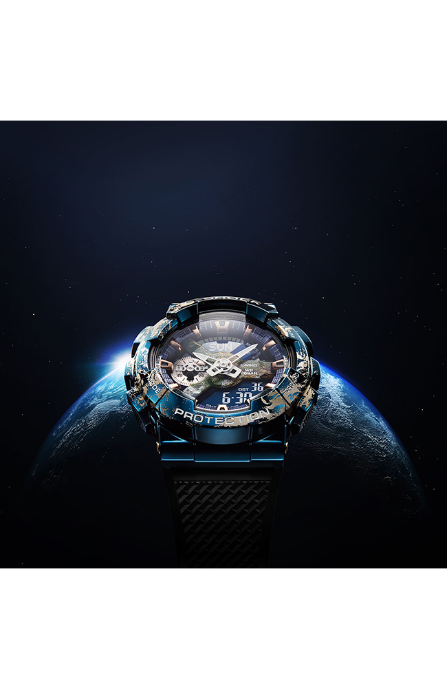 CASIO G-Shock Planet Earth Limited Edition Blue Rubber Strap GM ...