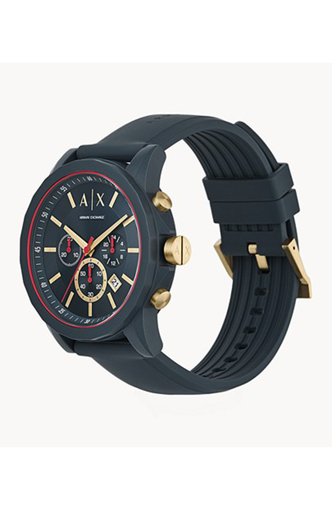 Men's Watch ARMANI EXCHANGE Outerbanks Blue Rubber Chronograph AX1335 ...