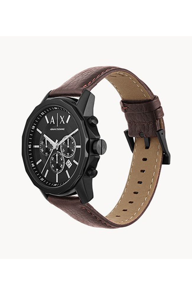 Men's Watch ARMANI EXCHANGE Outerbanks Brown Leather Chronograph AX1732 ...