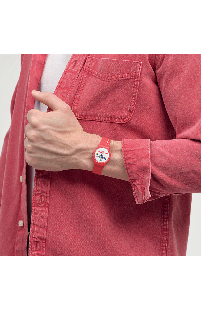 Unisex Watch SWATCH All About Mum Red Rubber Strap GZ713 - E-oro.gr ...