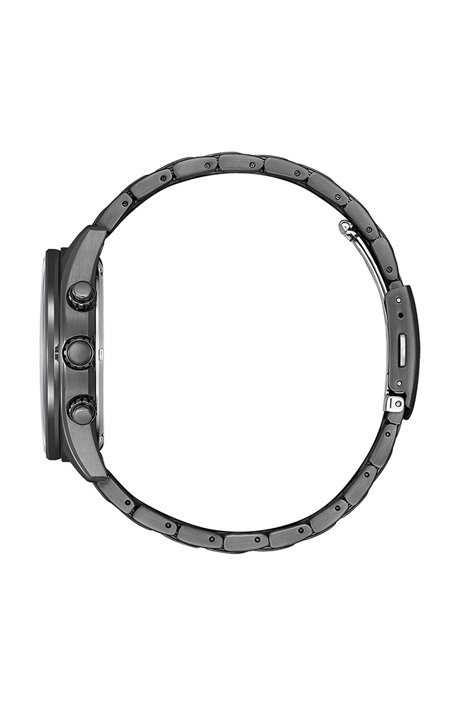 Men's Watch CITIZEN Eco-Drive Black Stainless Steel Chronograph CA0775 ...