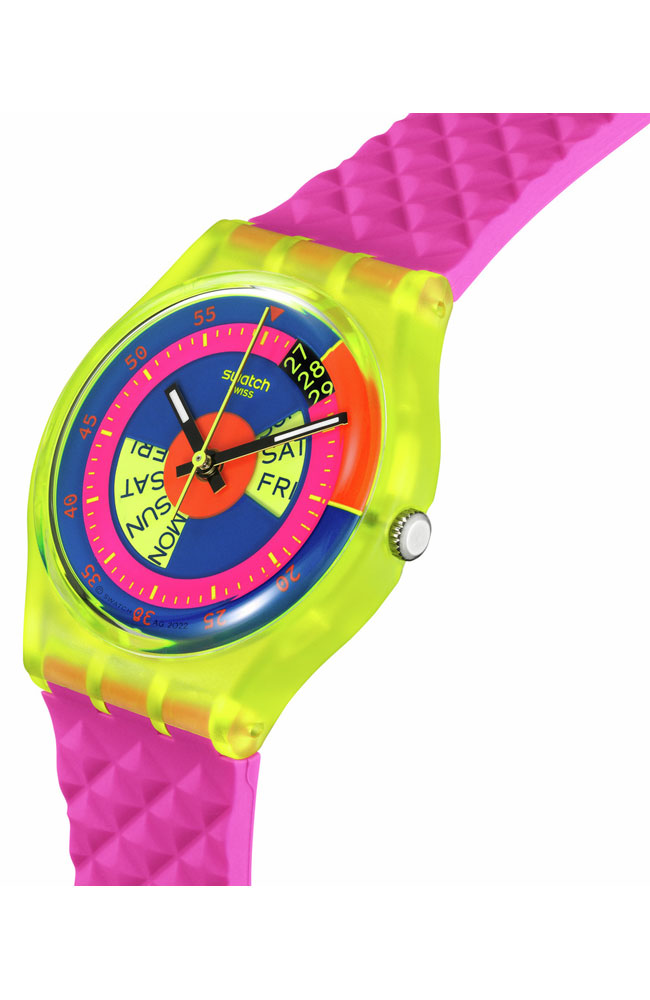 Unisex Watch SWATCH Shades Of Neon Pink Rubber Strap SO28J700 - E-oro ...