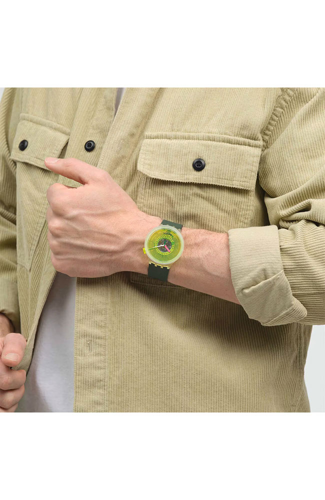 Unisex Watch SWATCH Blinded by Neon Green Rubber Strap SB05K400 - E-oro ...