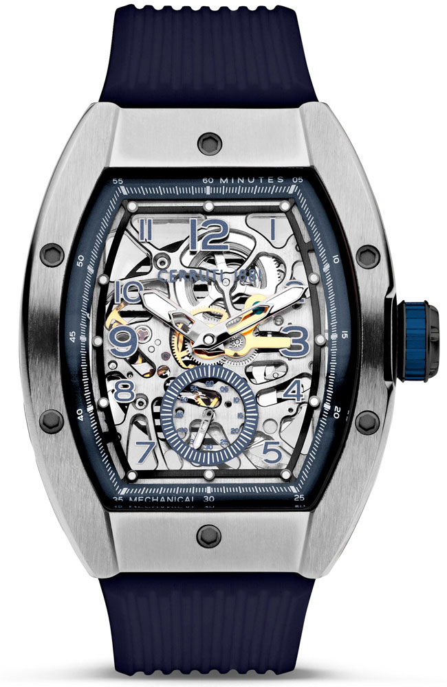 Men's Watch CERRUTI Ovaro Automatic Black Rubber Strap CIWGR0012301 - E ...