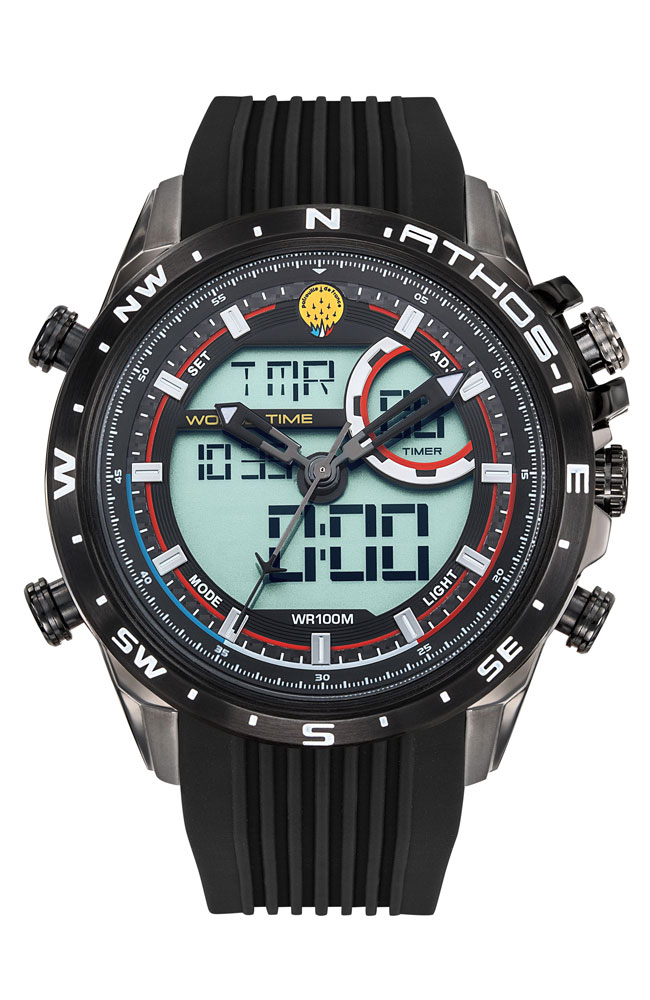 Men's watch PARTOUILLE DE FRANCE Athos 1 Anadigi Black Rubber Strap ...