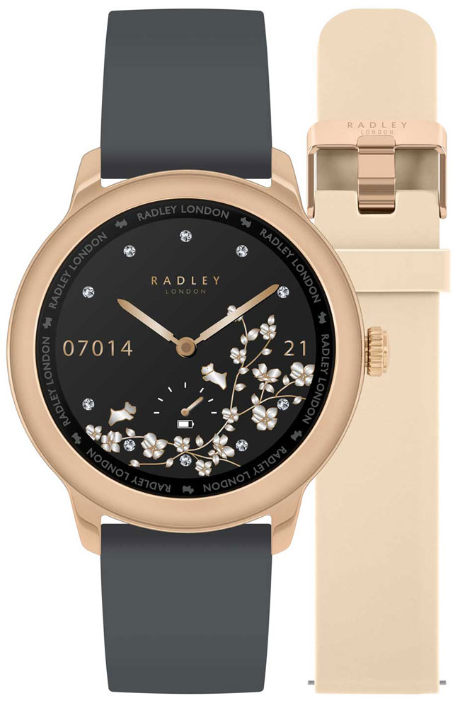 RADLEY LONDON Digital Smartwatch Crystals Black Rubber Strap RYS07 ...