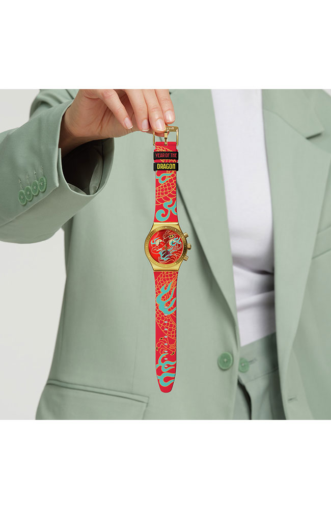 Men's Watch SWATCH Dragon In Motion Rubber Chronograph YVZ100 - E-oro ...