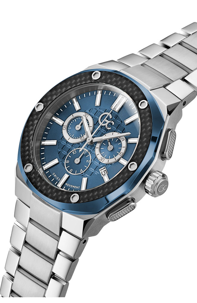 Men's Watch GUESS COLLECTION Fiber Chronograph Stainless Steel Bracelet ...