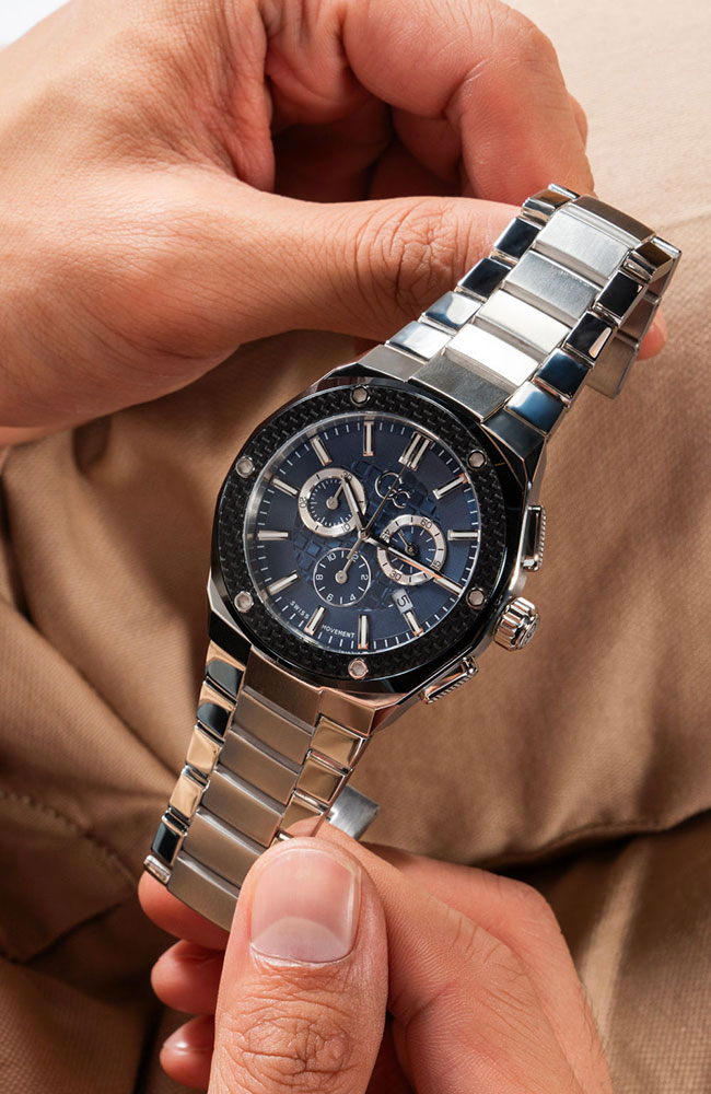 Men's Watch GUESS COLLECTION Fiber Chronograph Stainless Steel Bracelet ...