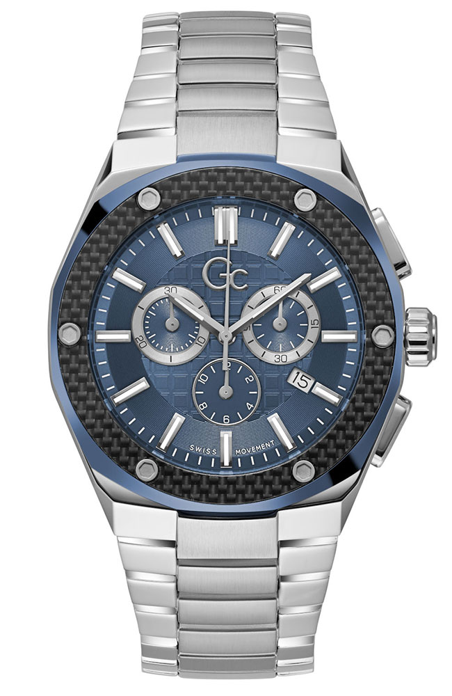 Men's Watch GUESS COLLECTION Fiber Chronograph Stainless Steel Bracelet ...