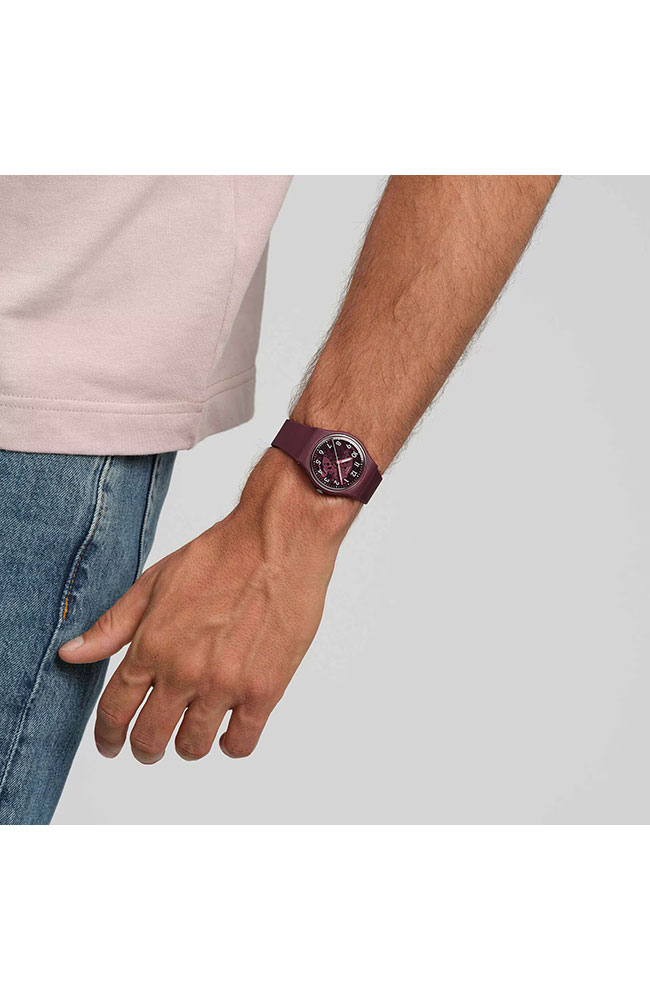 UNISEX Watch SWATCH Thru The Crown Glass Rubber Strap SO28R115 - E-oro ...