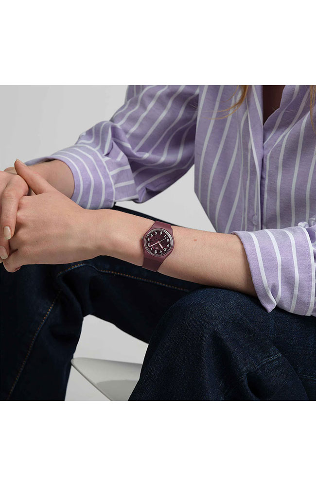 UNISEX Watch SWATCH Thru The Crown Glass Rubber Strap SO28R115 - E-oro ...