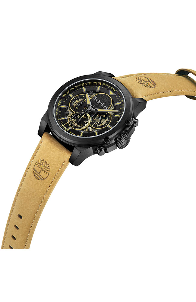 Men's Watch TIMBERLAND Fast Strike Brown Leather Chronograph ...