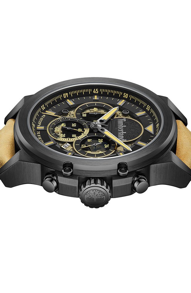 Men's Watch TIMBERLAND Fast Strike Brown Leather Chronograph ...