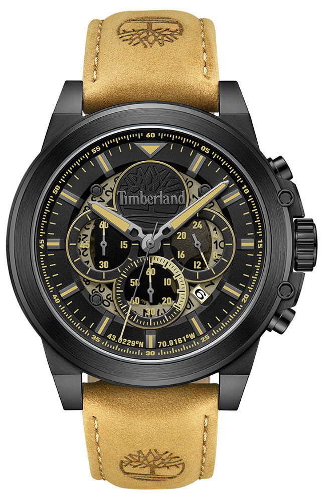 Men's Watch TIMBERLAND Fast Strike Brown Leather Chronograph ...